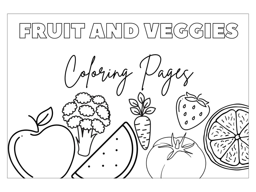 Printable Children's Coloring Pages: Fruits & Veggies Fun Pack - Etsy