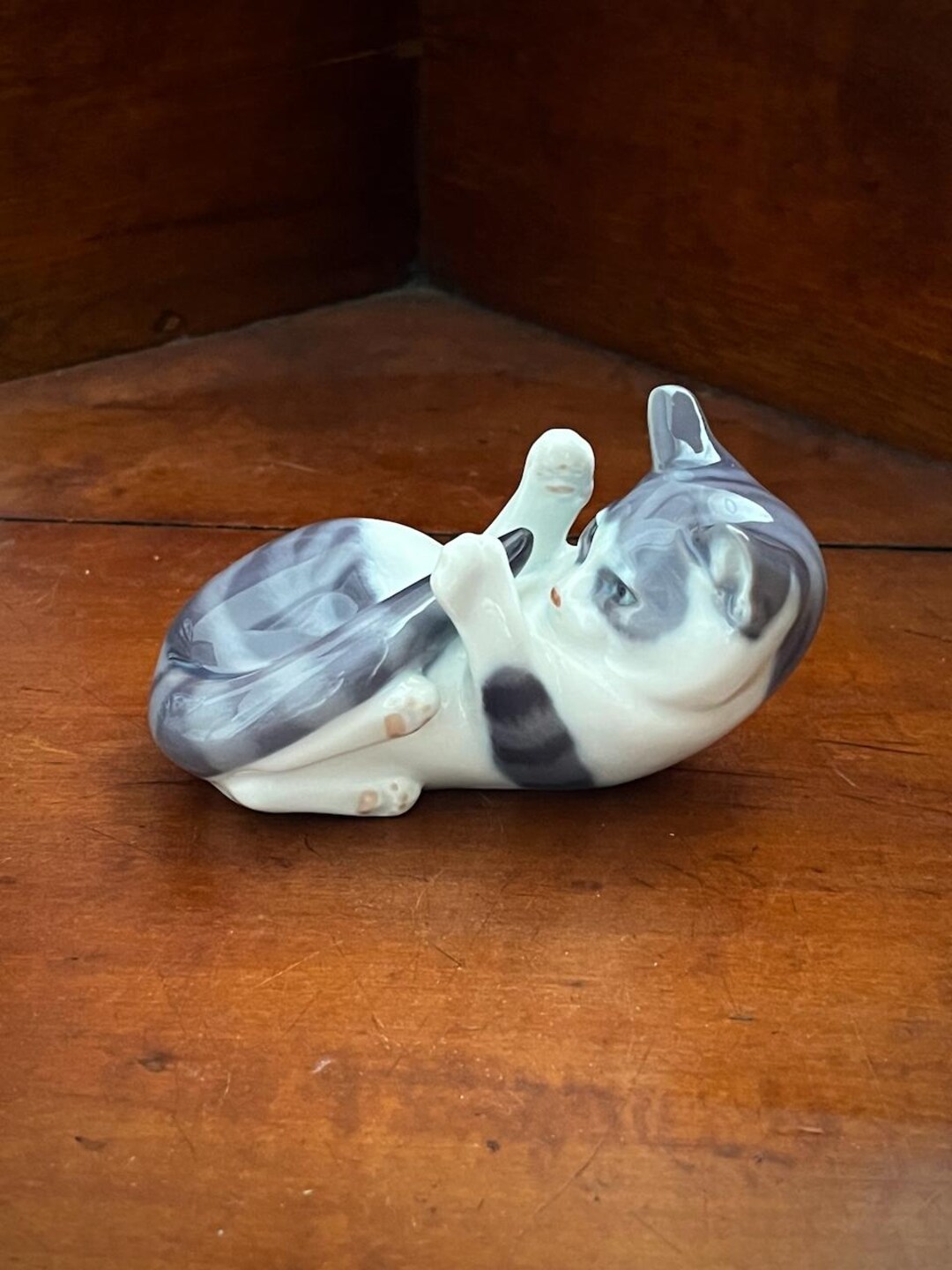 Vintage Cat Figurine Royal Copenhagen Playful Kitten Grey 10cm ...