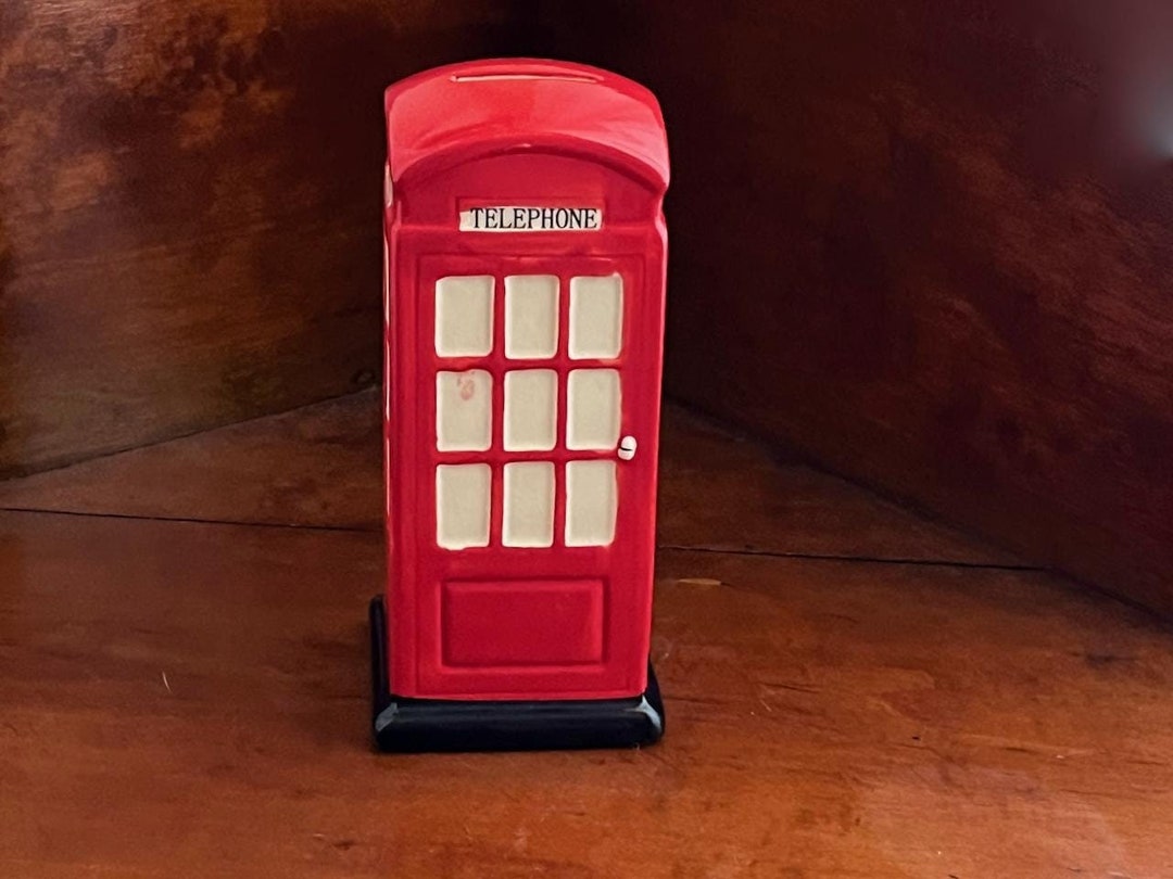 Vintage Money Box Telephone Box British Ceramic 16cm Tall. Farmhouse ...