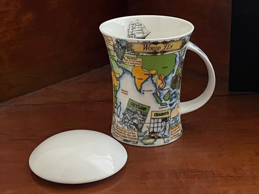Vintage Mug With Lid World Map Tea Ship Historical 200ml Dunoon England ...