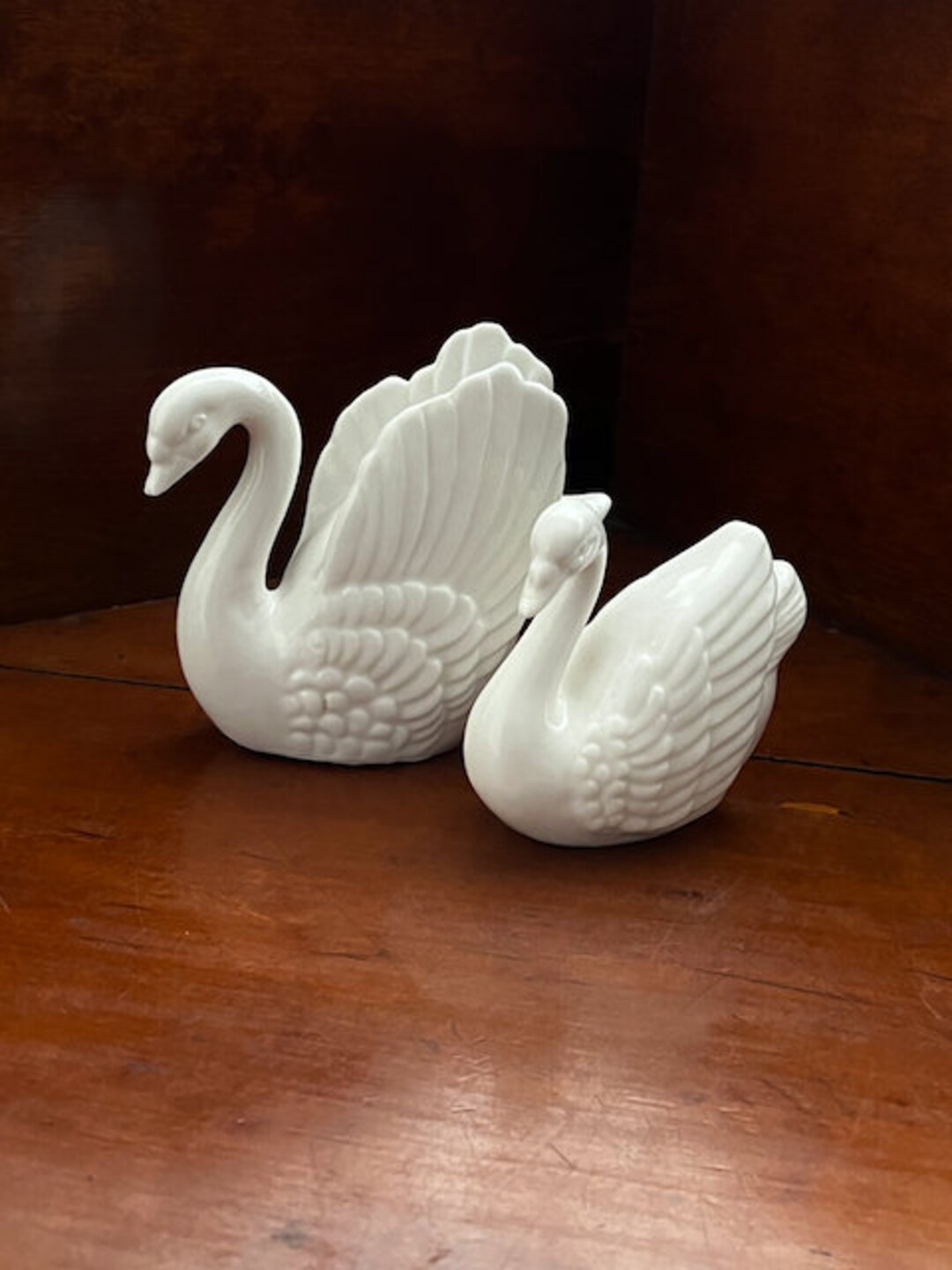 Vintage Salt Pepper Shakers Swan Bird White 7cm 10cm Ceramic. Farmhouse ...