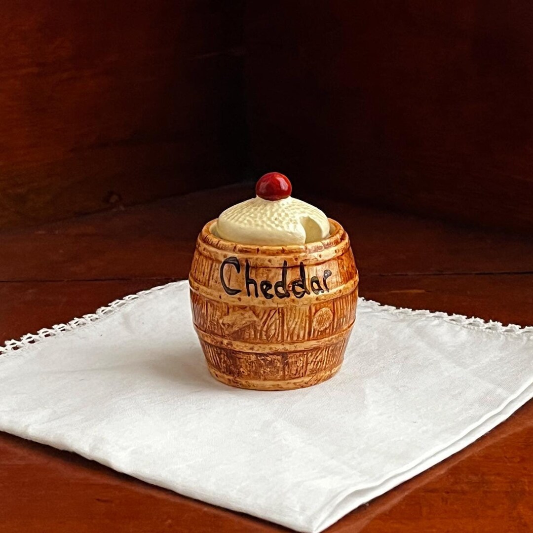 Vintage Mustard Condiment Pot Manor Ware England Cheddar Barrel 6cm ...
