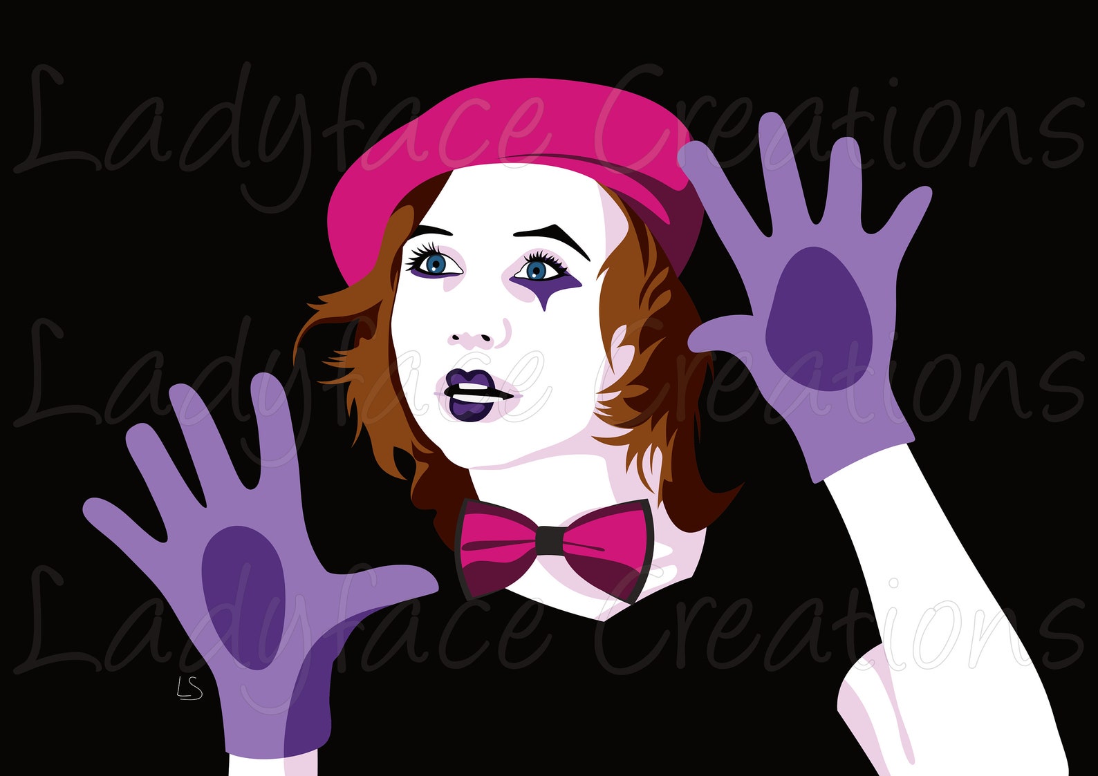 Cute Female Mime Mimi the Mime Digital Illustration Three | Etsy