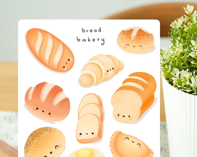 Cute Kawaii Printable Bread Bakery Sticker Sheet / Commercial - Etsy