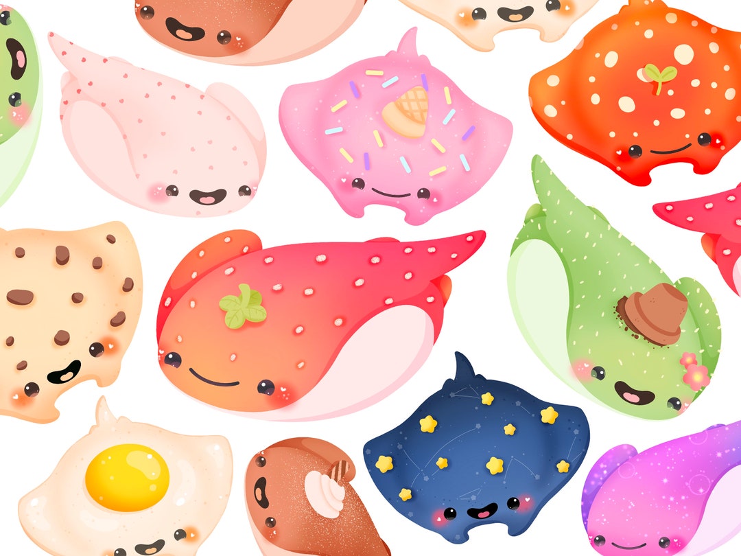 Cute Kawaii Printable Magical Stingrays Clipart / Commercial Use/ PNG ...