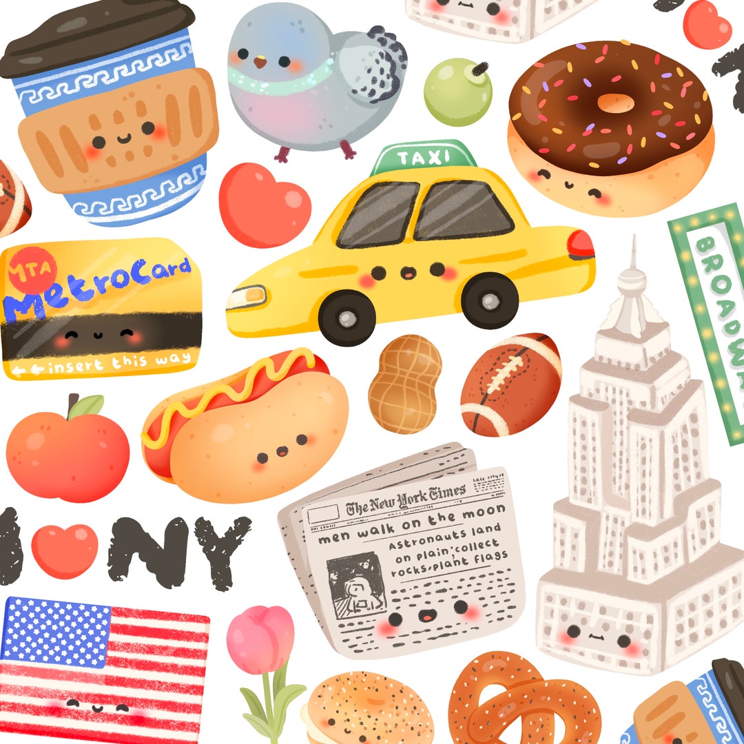 Cute Kawaii Printable New York Clipart / Commercial Use/ PNG - Etsy