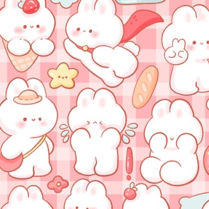Cute Kawaii Printable Chibi Strawberry Bunny Clipart / Commercial Use ...