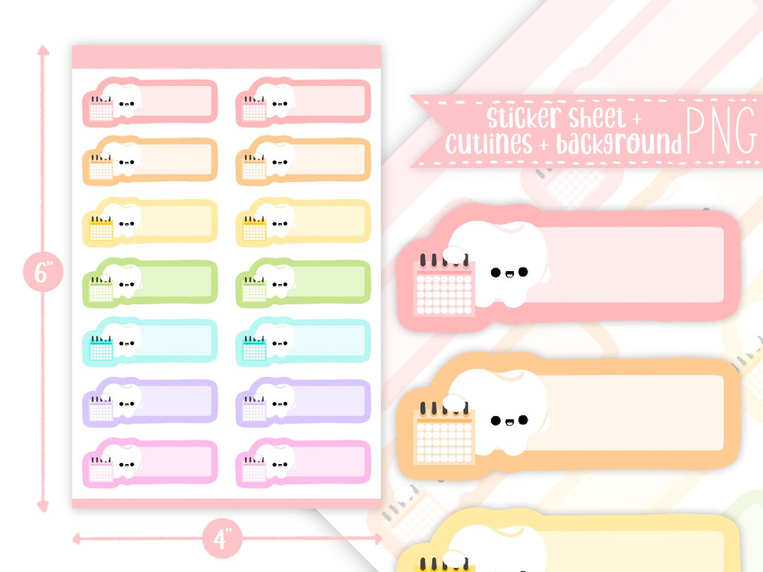 Cute Printable Dentist Appointment Sticker Sheet / Commercial Use/ PNG ...