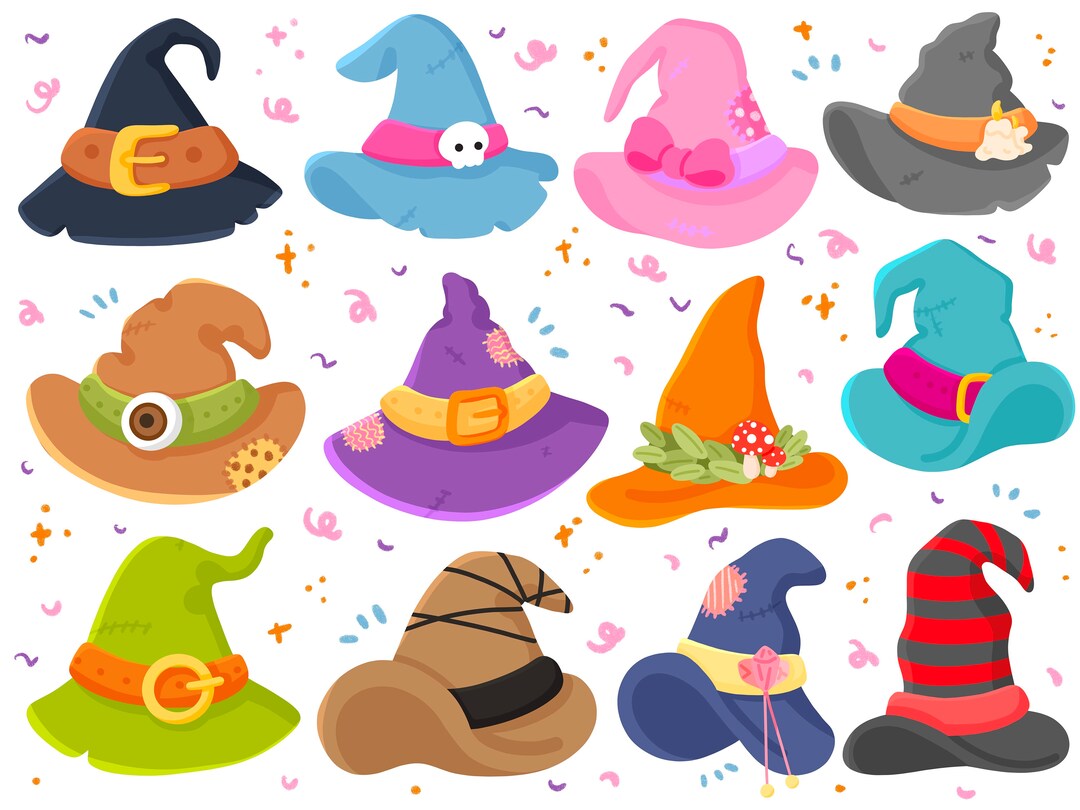 Cute Kawaii Printable Witch Hats Clipart / Commercial Use/ PNG - Etsy ...