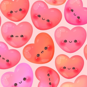 Cute Kawaii Printable Hearts Clipart / Commercial Use/ PNG - Etsy