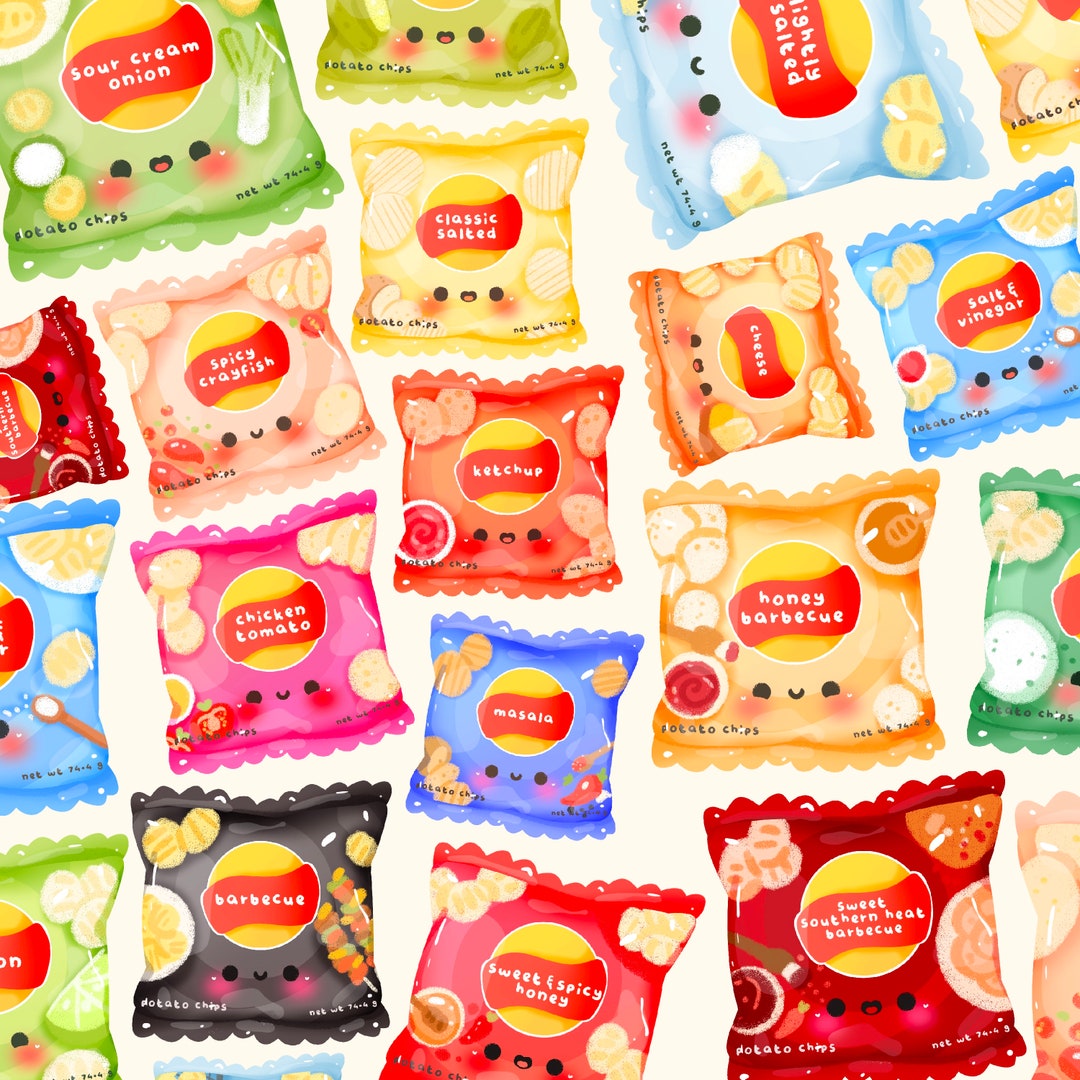 Cute Kawaii Printable Chip Bag Clipart / Commercial Use/ PNG - Etsy