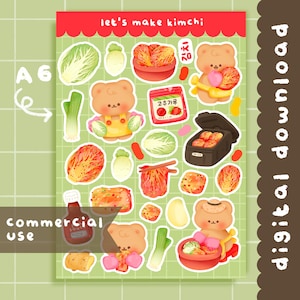 Cute Printable Sticker Sheet Making Kimchi/ Commercial Use/ PNG - Etsy