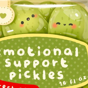 Cute Kawaii Printable Emotional Support Pickles Clipart / Commercial ...