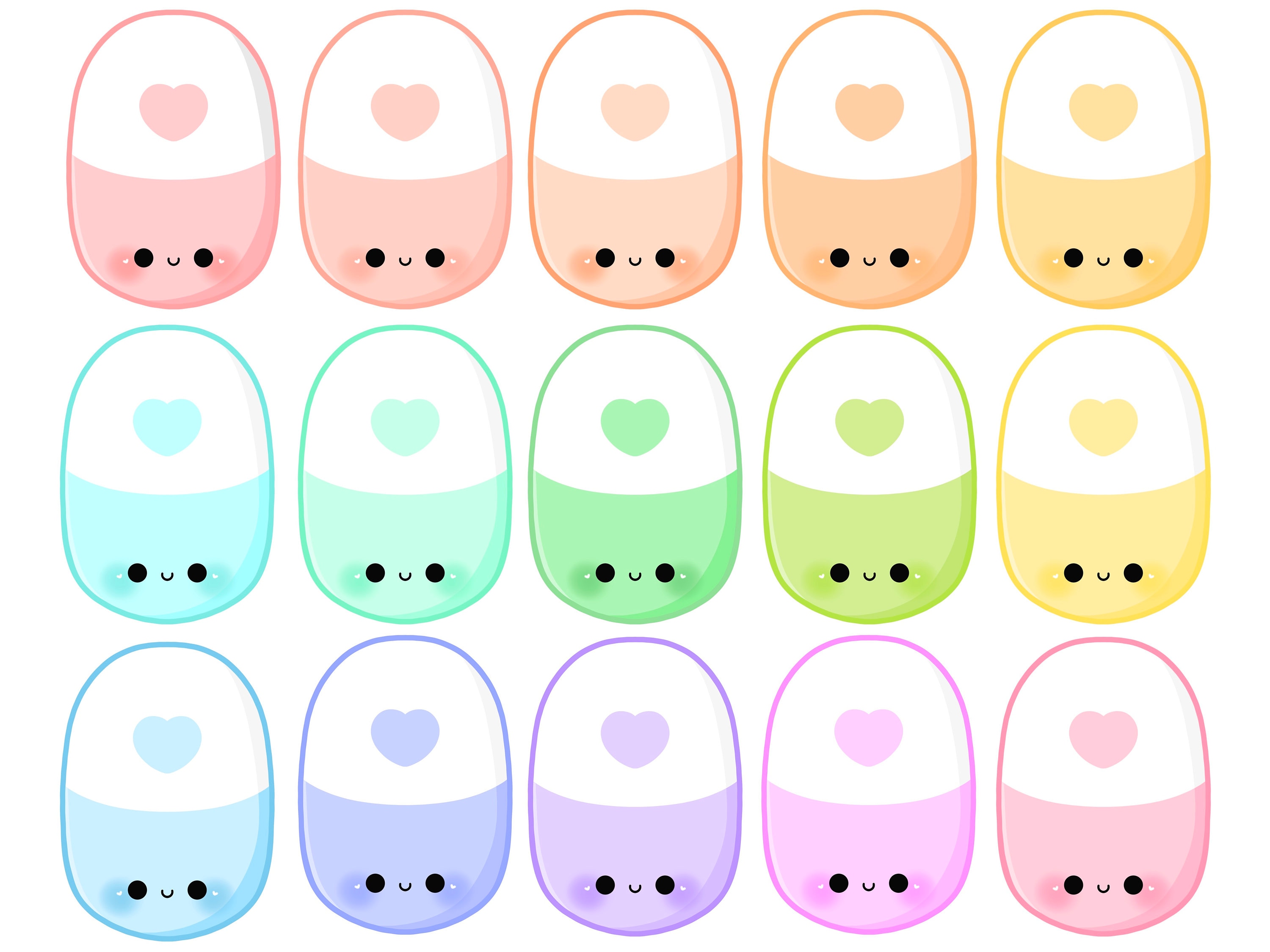 Cute Kawaii Printable Pastel Pills Clipart / Commercial Use/ - Etsy