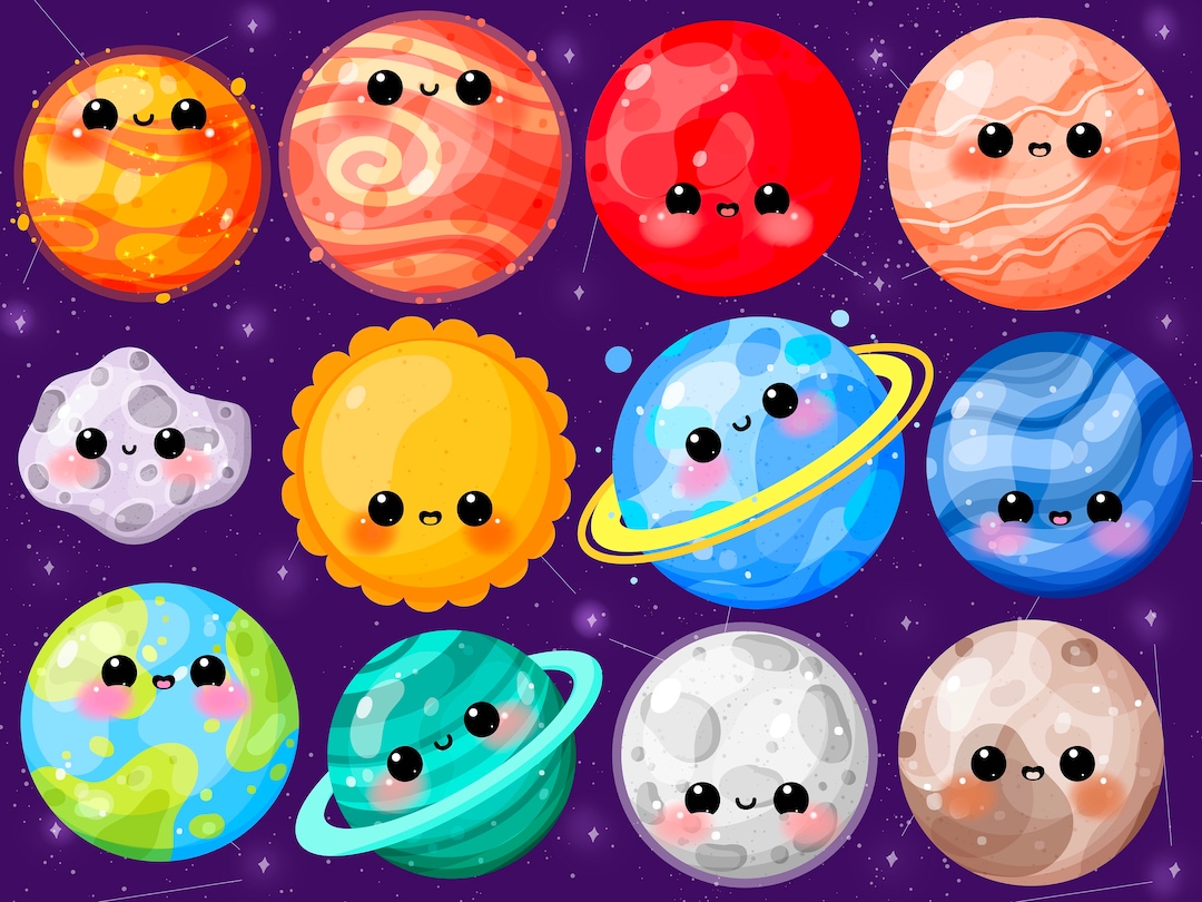 Cute Kawaii Printable Solar System Clipart / Commercial Use/ PNG - Etsy