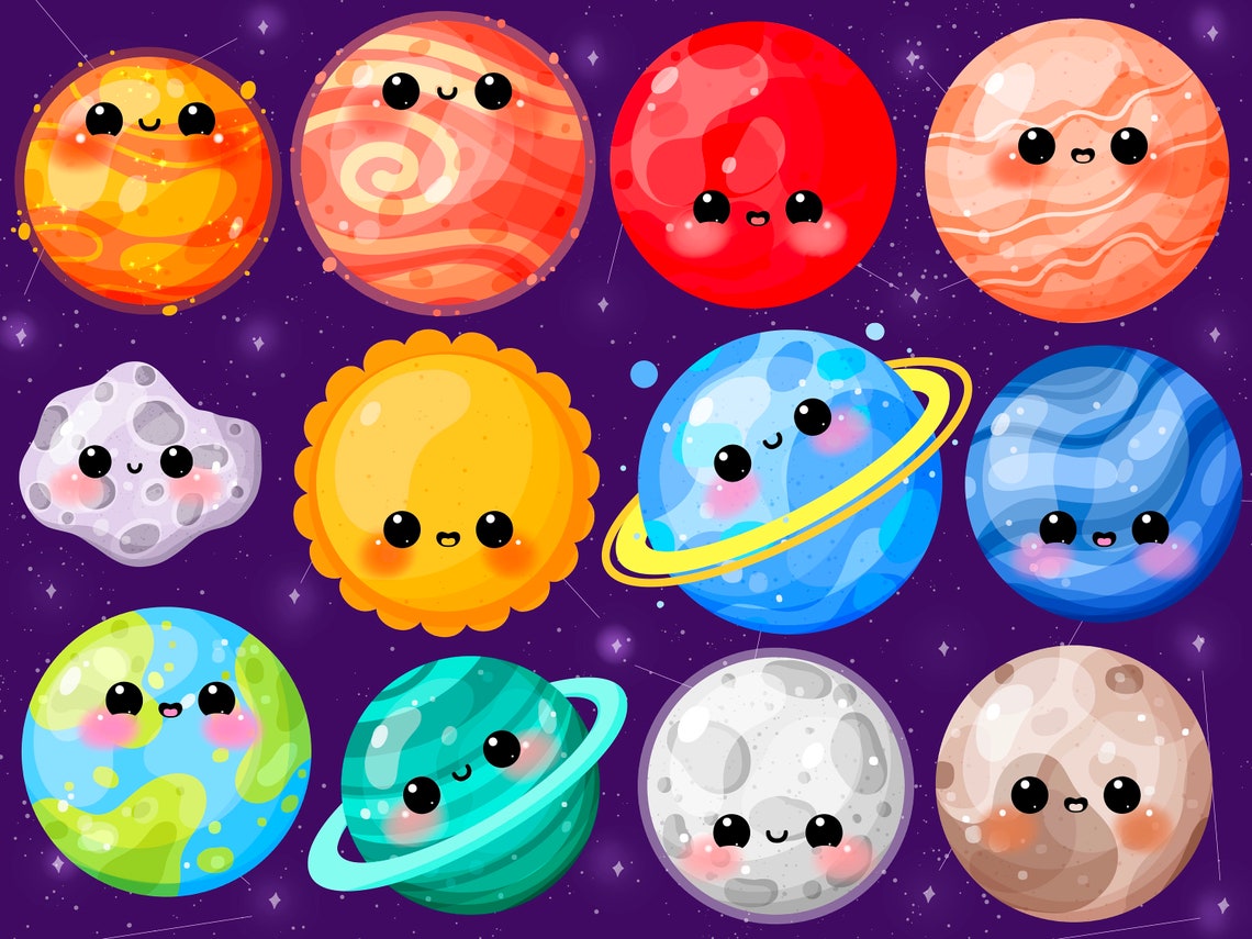Cute Kawaii Printable Solar System Clipart / Commercial Use/ - Etsy