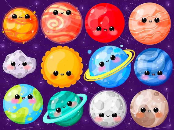 Cute Kawaii Printable Solar System Clipart / Commercial Use/ - Etsy UK