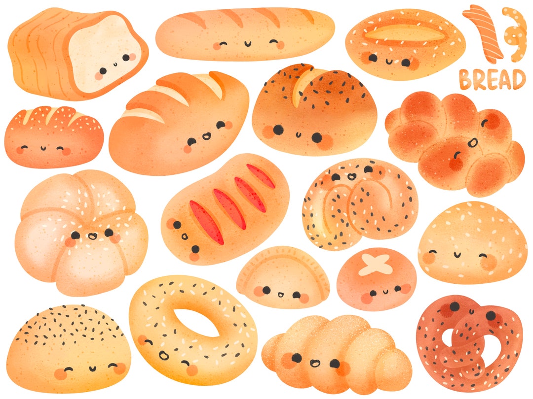 Cute Kawaii Printable Chibi Breads Clipart Set / Commercial Use/ PNG - Etsy