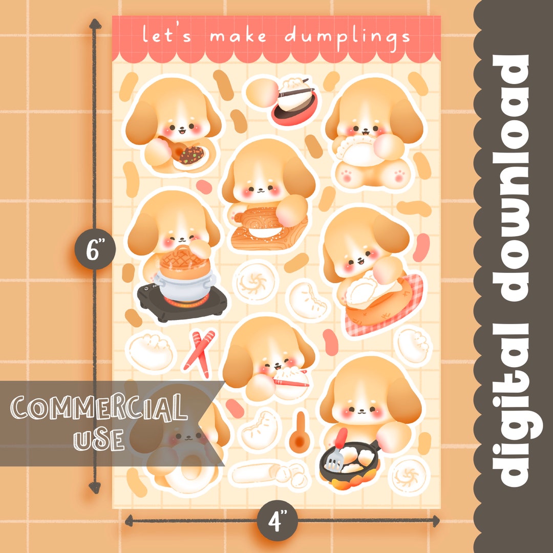 Cute Printable Puppy Dumpling Sticker Sheet / Commercial Use/ PNG - Etsy