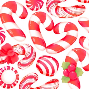 Cute Kawaii Printable Candycane Winter Christmas Mini Clipart Set ...