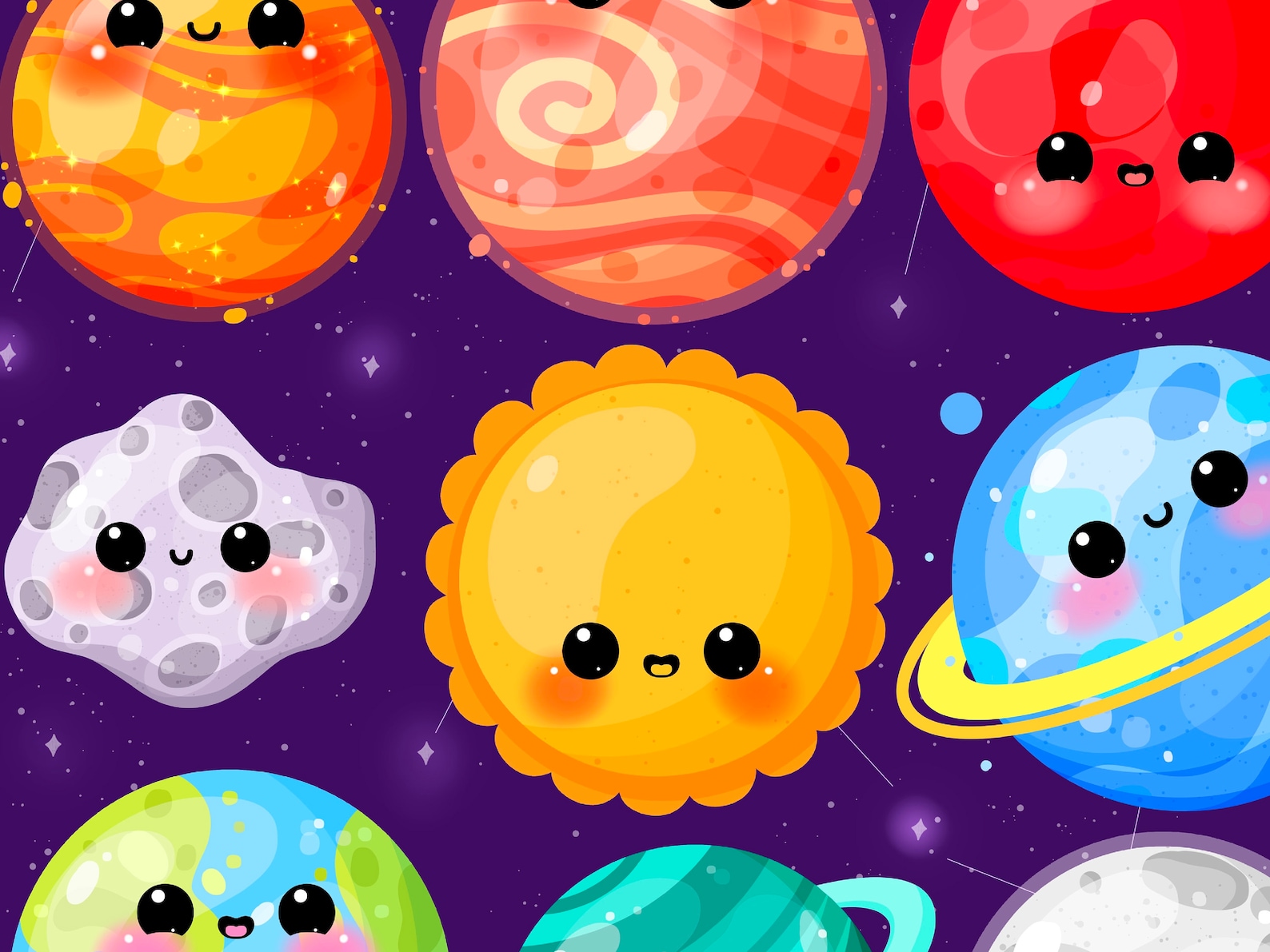 Cute Kawaii Printable Solar System Clipart / Commercial Use/ PNG - Etsy