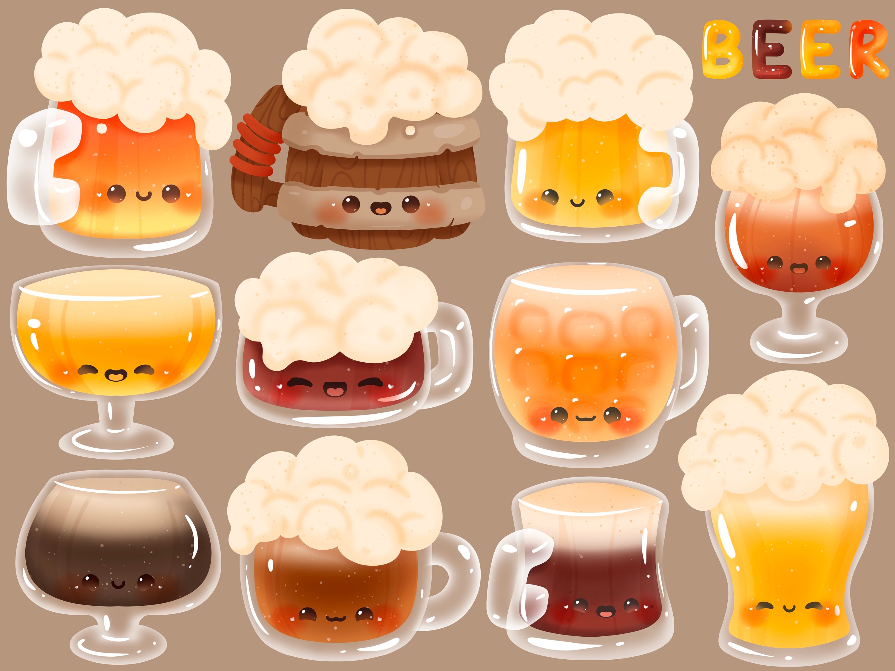 Cute Kawaii Printable Beer Clipart / Commercial Use/ PNG - Etsy
