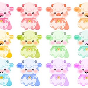 Cute Kawaii Printable Rainbow Pastel Cows Clipart / Commercial Use/ PNG ...
