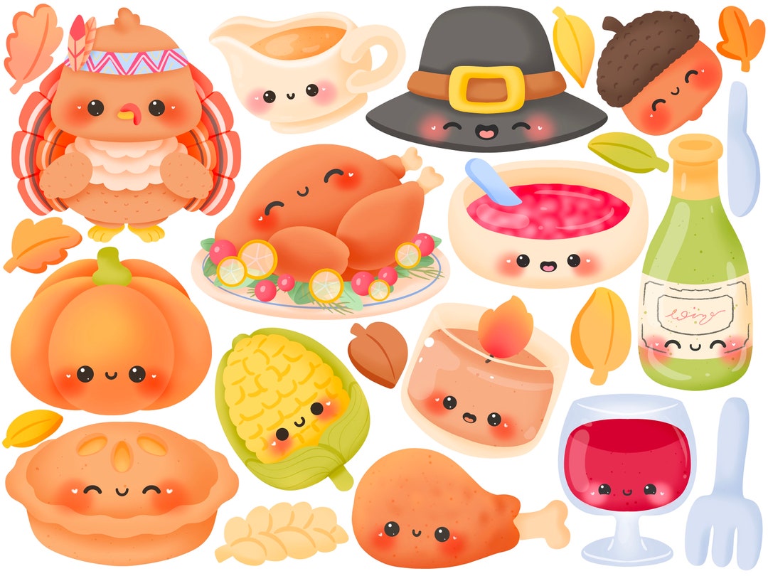 Cute Kawaii Printable Thanksgiving Clipart / Commercial Use/ PNG - Etsy