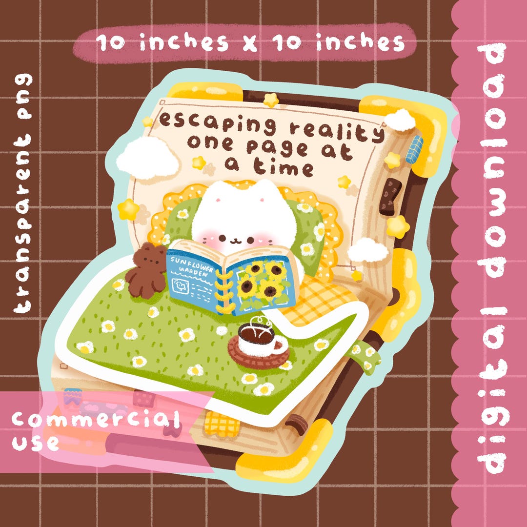 Cute Kawaii Printable Reading Book Clipart / Commercial Use/ PNG - Etsy