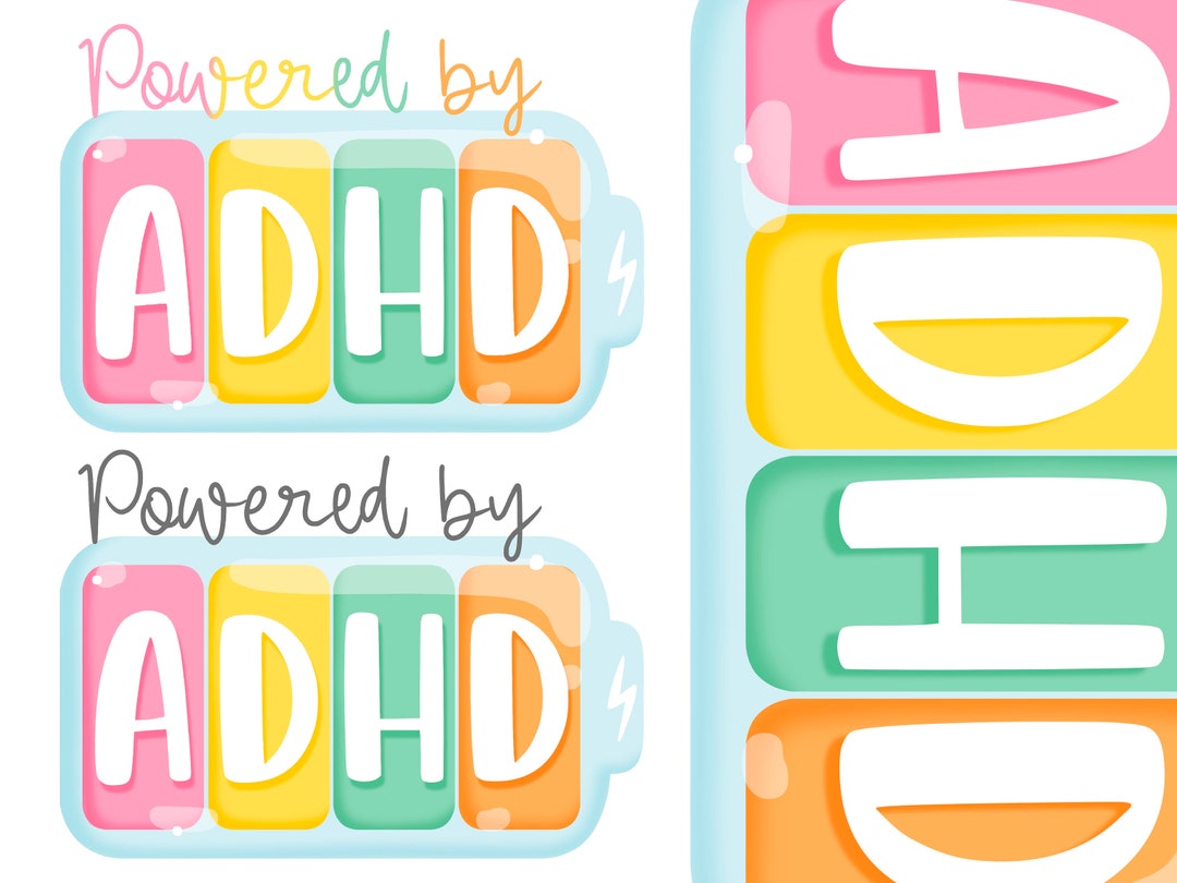 Cute Kawaii Printable Powered by Adhd Clipart / Commercial Use/ PNG - Etsy