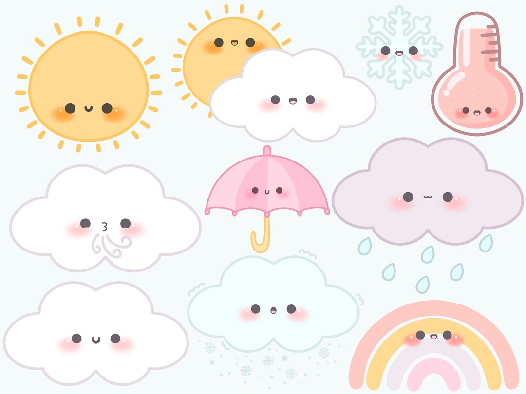 Cute Kawaii Printable Chibi Weather Clipart / Commercial Use/ PNG - Etsy