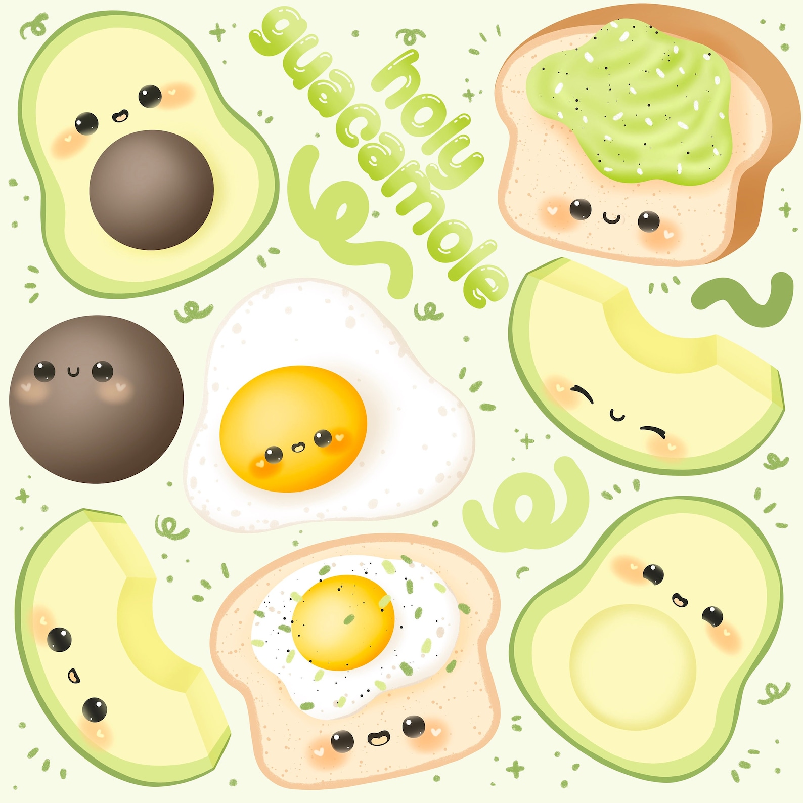 Cute Kawaii Printable Avocado Clipart / Commercial Use/ PNG - Etsy