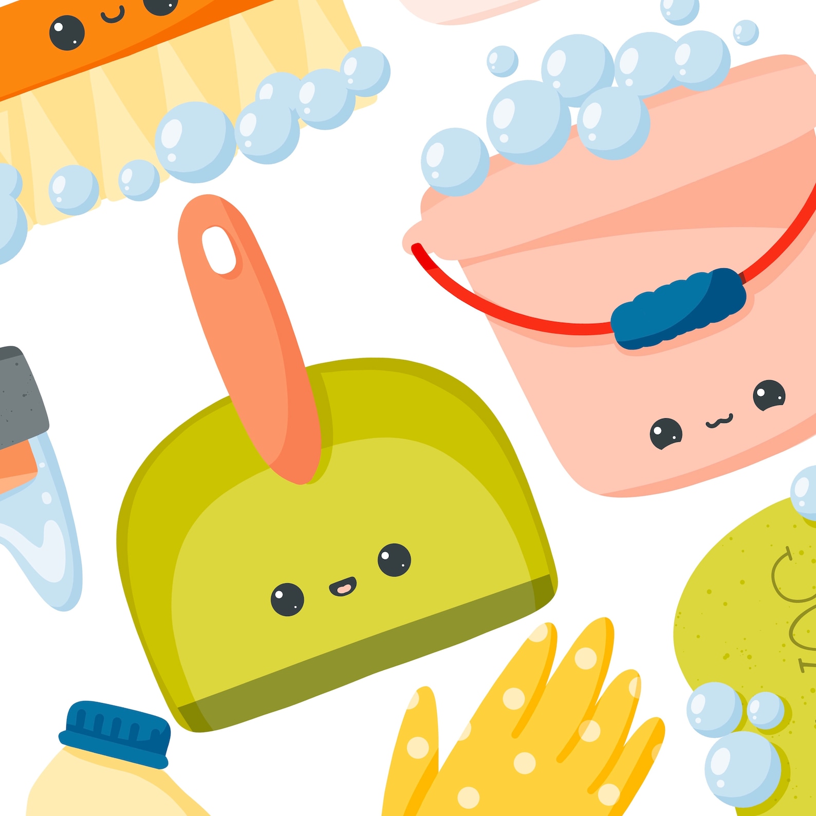 Cute Kawaii Printable Cleaning Supplies Clipart / Commercial - Etsy