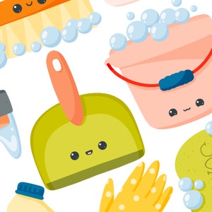 Cute Kawaii Printable Cleaning Supplies Clipart / Commercial Use/ PNG ...
