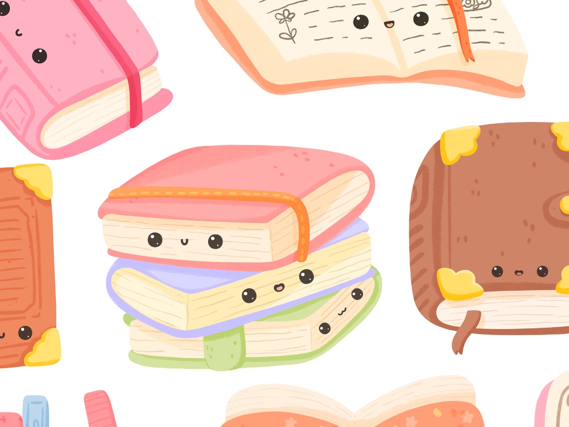 Cute Kawaii Printable Books Clipart Set / Commercial Use/ PNG - Etsy
