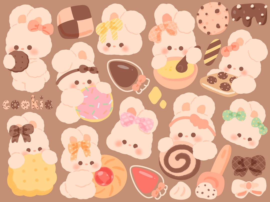 Cute Kawaii Printable Chibi Cookie Bunny Clipart / Commercial Use/ PNG ...