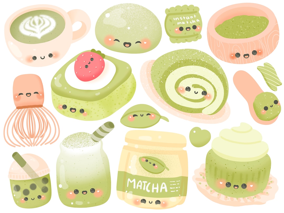 Cute Kawaii Printable Matcha Treats Clipart / Commercial Use/ PNG - Etsy