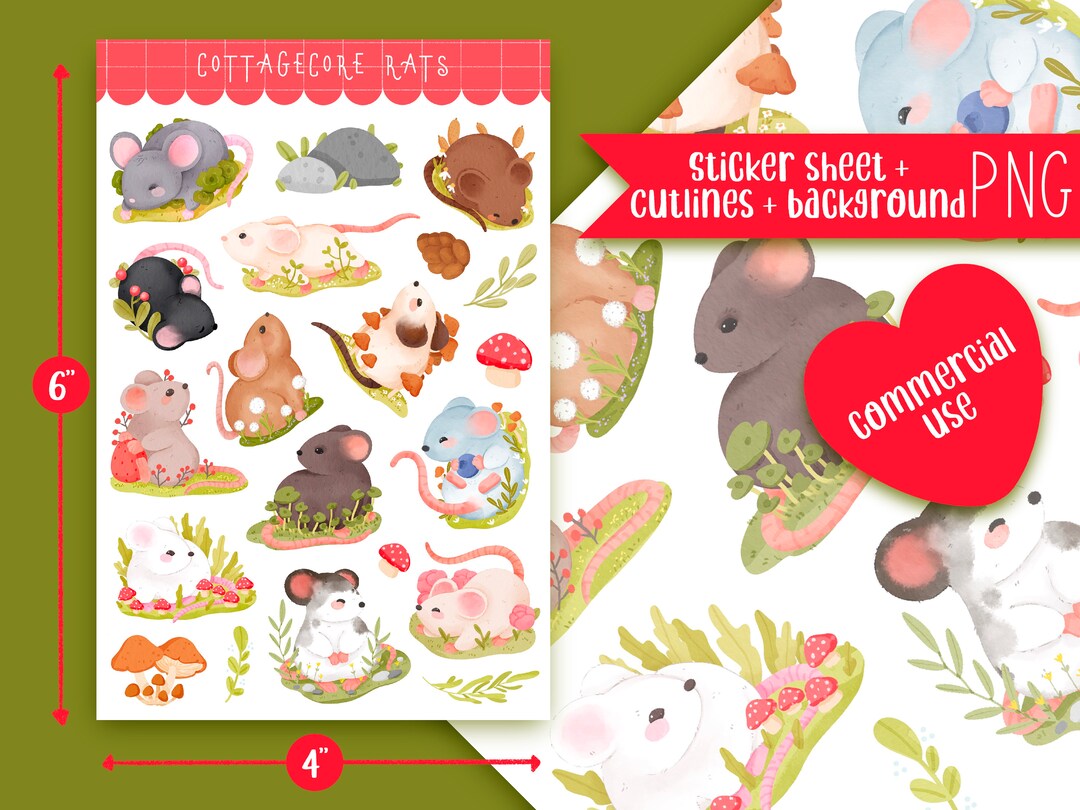 Cute Printable Sticker Sheet Cottagecore Rats Sticker Sheet ...