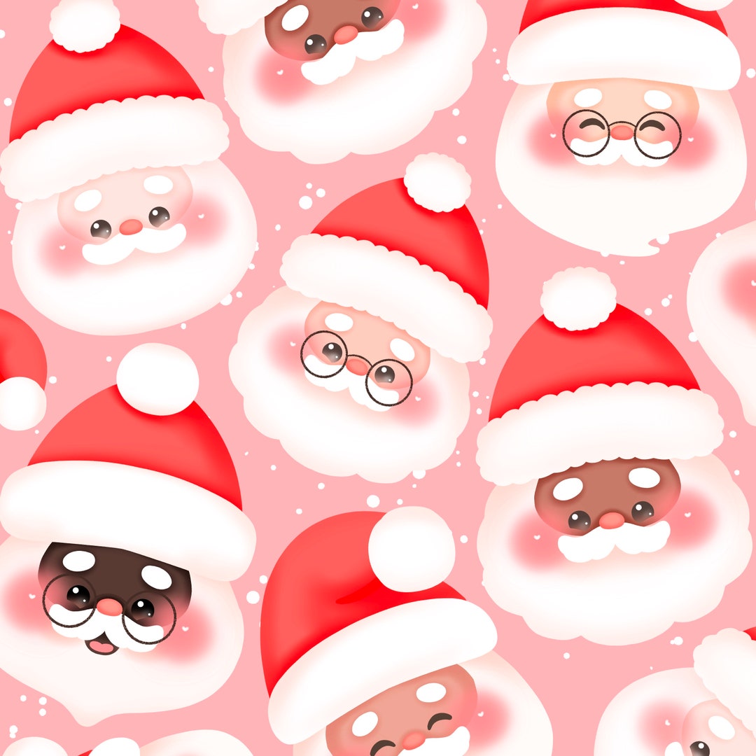 Cute Kawaii Printable Christmas Santas Clipart Set / Commercial Use ...