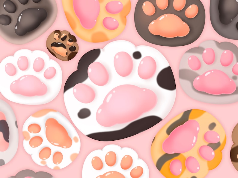 Cute Kawaii Printable Cat Paw Toebeans Clipart / Commercial - Etsy