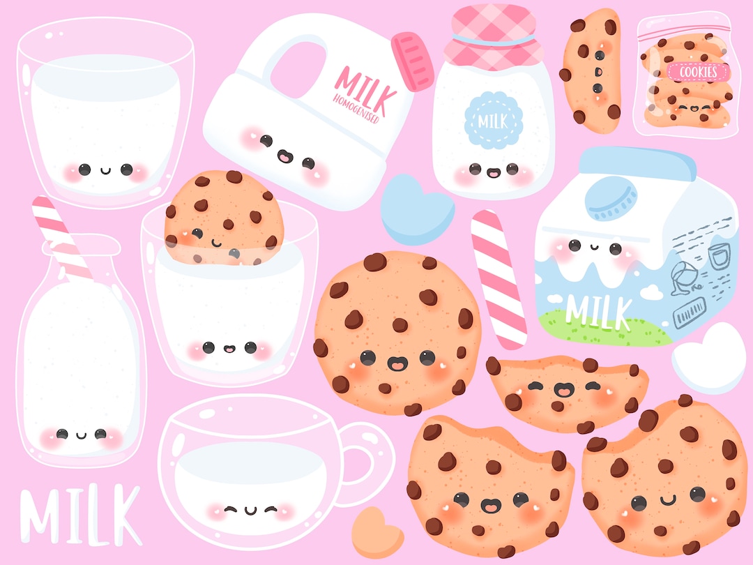 Cute Kawaii Printable Milk and Cookies Clipart / Commercial Use/ PNG - Etsy