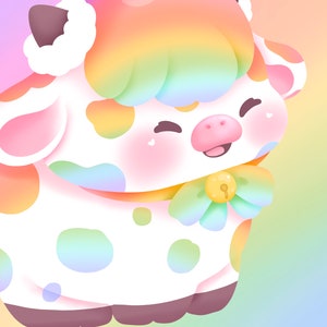 Cute Kawaii Printable Pride Rainbow Cow Farm Clipart / Commercial Use ...