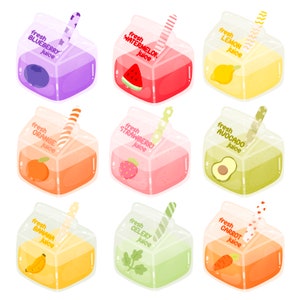Cute Kawaii Printable Pastel Juice Box Part 1 Clipart / Commercial Use ...