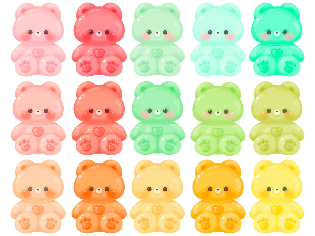 Printable Kawaii Shiny Gummy Bear Clipart / Commercial Use/ PNG - Etsy