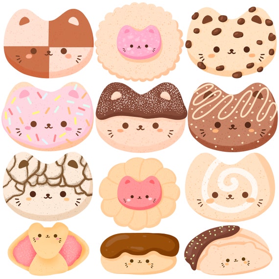 Cute Kawaii Printable Cat Cookies Clipart / Commercial Use/ - Etsy