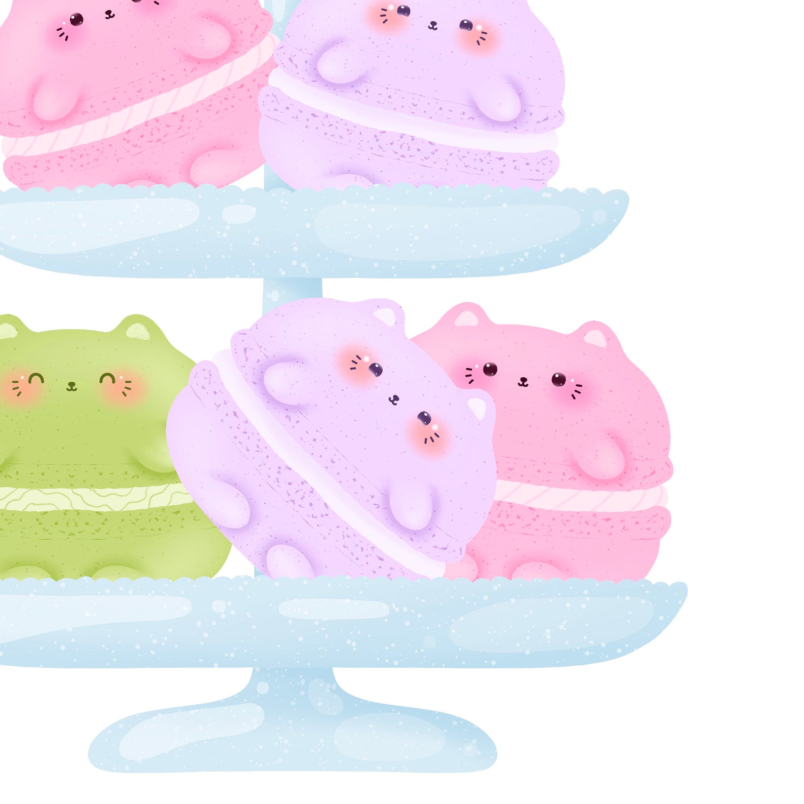 Cute Kawaii Printable Cat Macaron Shop Clipart / Commercial | Etsy