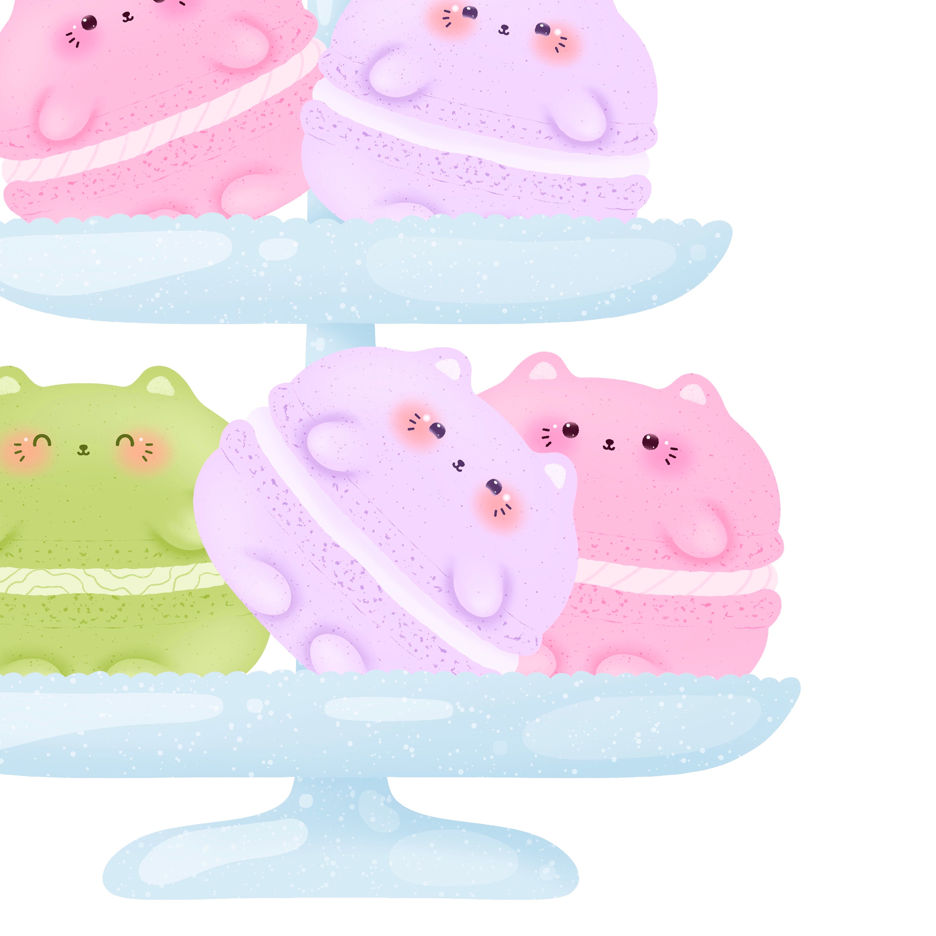 Cute Kawaii Printable Cat Macaron Shop Clipart / Commercial - Etsy Hong ...