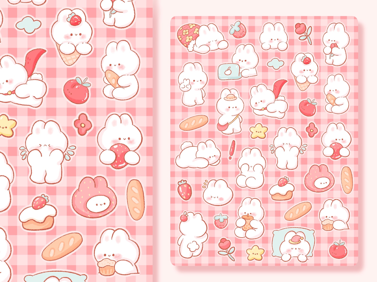 Cute Printable Sticker Sheet Bunny Clipart / Commercial Use/ - Etsy
