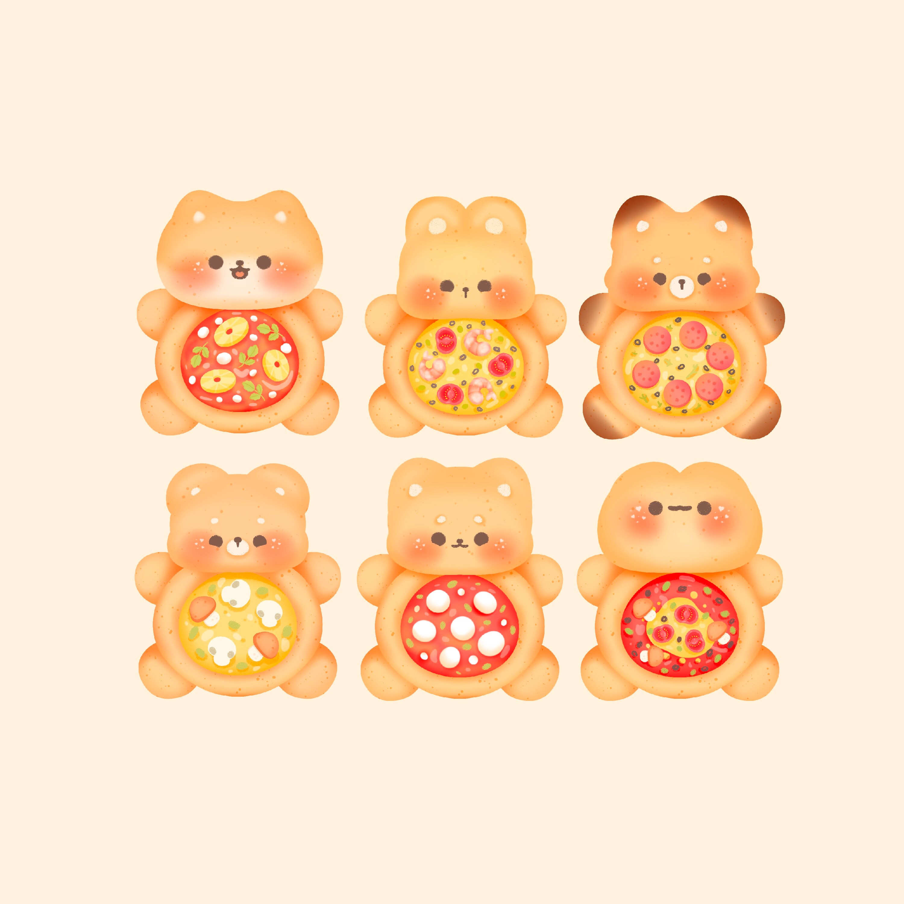 Cute Kawaii Printable Pizza Animals Clipart / Commercial Use/ PNG - Etsy