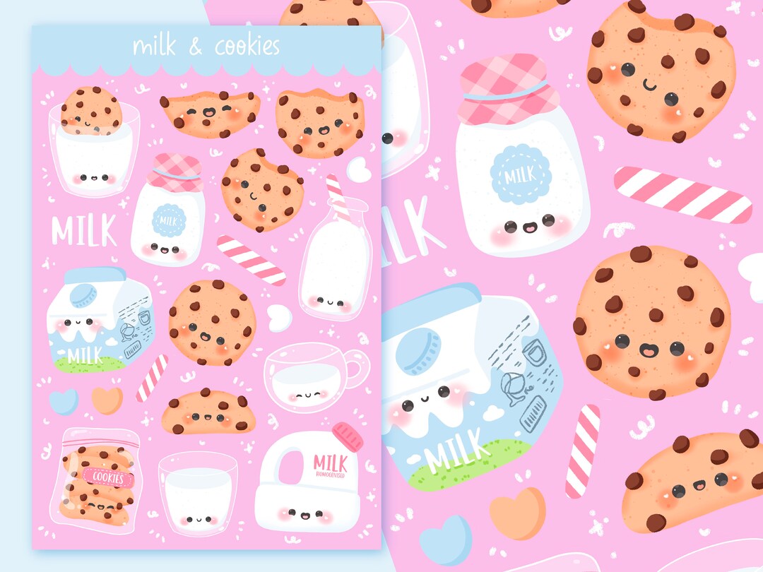 Cute Printable Sticker Sheet Milk and Cookies Sticker Sheet ...
